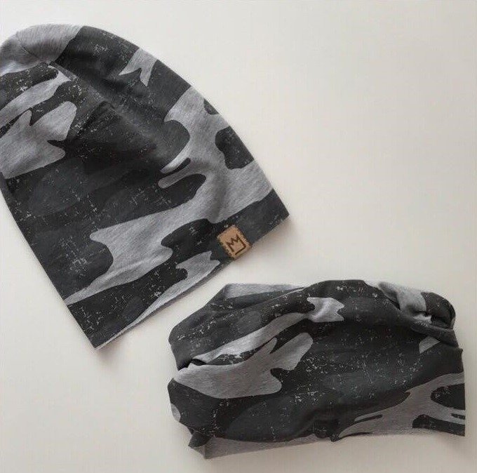 CAP+COWL COTTON CAMOUFLAGE GREY | BOY \ ACCESORIES \ CAPS